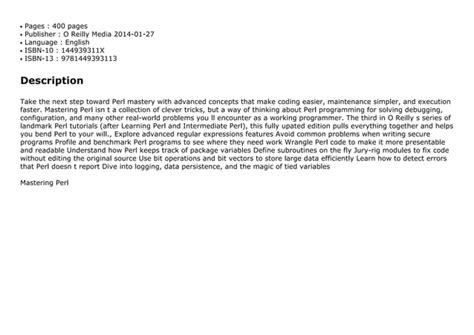Mastering Perl Ppt