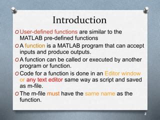 User defined Functions in MATLAB Part 1 | PPT