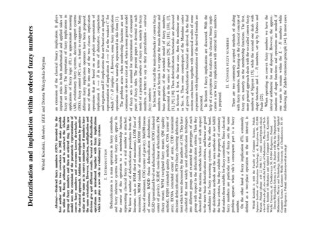 Pdf Defuzzification And Implication Within Ordered Fuzzy Numbers