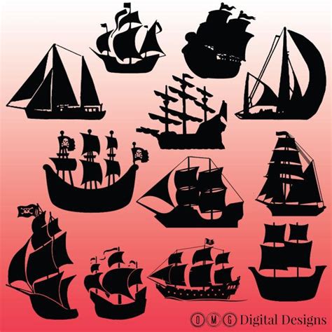 Detail Pirate Ship Silhouette Clip Art Koleksi Nomer 3