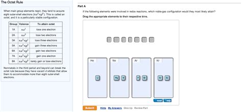 solved when main group elements react they tend to acqui
