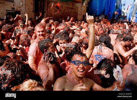 La Tomatina Is A Tomato Fight Held During The Annual Festival In The