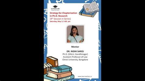 Ep 4 Strategies For Chapterization In Ph D Research Law Teachers India Dr Nidhi Saroj
