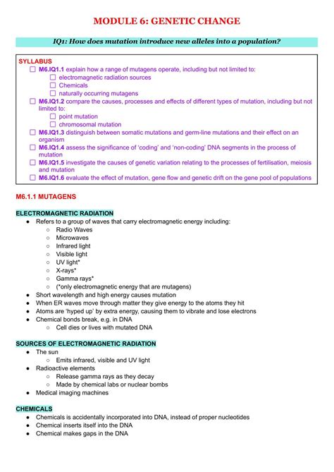 Module 6 Biology Study Notes Biology Year 12 Hsc Thinkswap