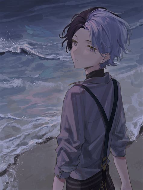 Safebooru 1boy Absurdres Aoyagi Touya Blue Hair Closed Mouth Collared