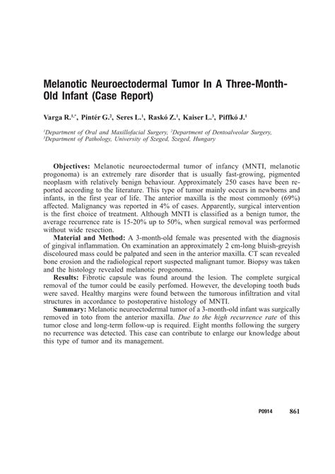 Pdf Melanotic Neuroectodermal Tumor In A Three Month Old Infant Case Report