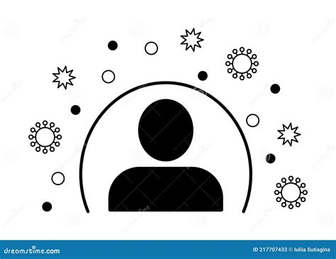 Immunity System Person Line Icon Human Immune System With Protection