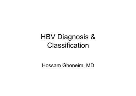 Hbv Diagnosis And Classification Pdf