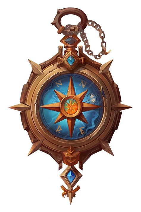 Compass In The Style Of 2d Game Art Hearthstone Style Premium Ai