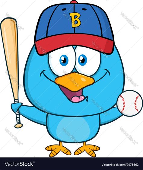 Cute Baseball Playing Bird Cartoon Royalty Free Vector Image