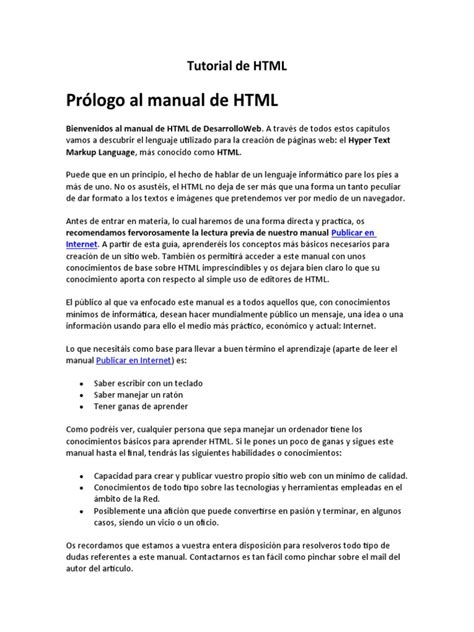 Tutorial De Html Pdf Html Red Mundial