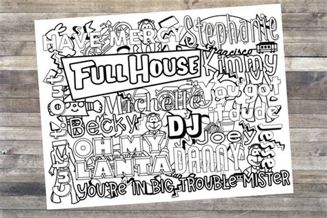 Full House Adult Coloring Sheet Instant Download Etsy