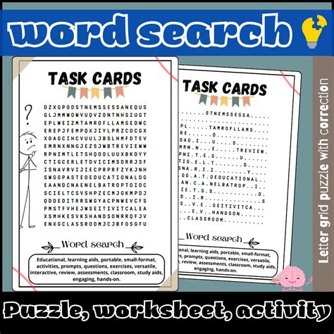 Task Cards Word Search Puzzle Worksheet Activity Made By Teachers