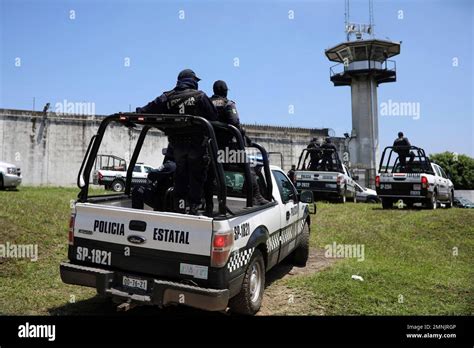 State Police Patrol Outside La Toma Prison In Amatlan De Los Reyes