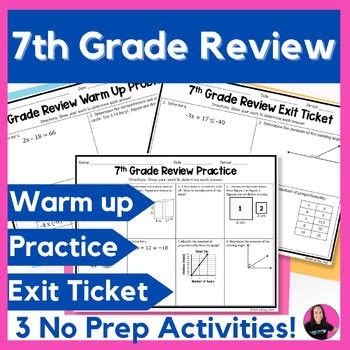 7th Grade Math Review Activities Warm Up Exit Ticket And End Of Year