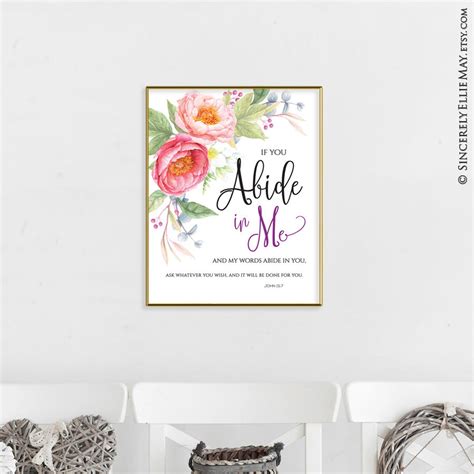 Abide In Me Bible Verse Wall Art Printable On Remaining In Jesus