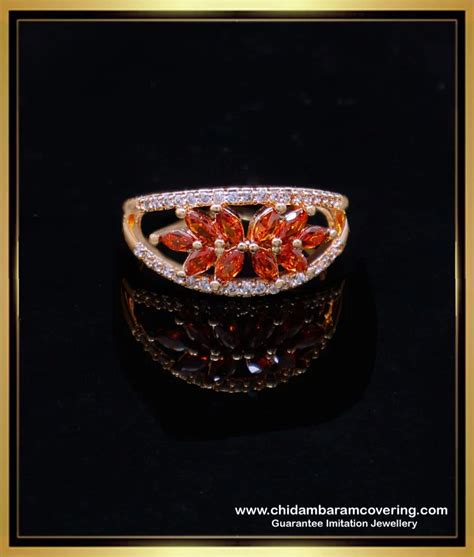 Buy Beautiful Ad Stone Modern Gold Ring Design For Girls