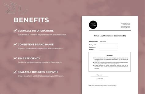 Annual Legal Compliance Declaration Slip Hr Template In Word Pdf