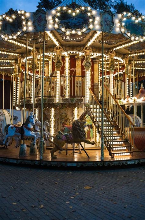 Colorful Merry Go Round With The Night Illumination Editorial