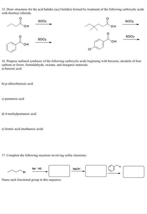Solved 15 Draw Structures For The Acid Halides Acyl