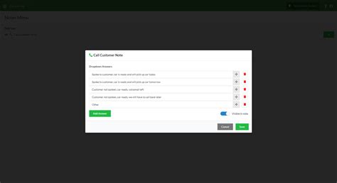 Notes Menu Dashboard