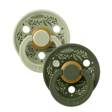 Colour Pacifiers Holiday Leaf 2 Pack Sage Hunter Green Bibsworld