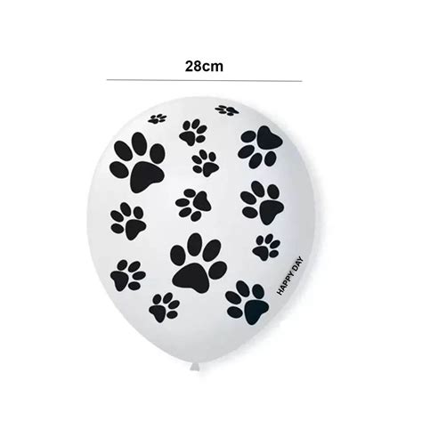 Balão Patas De Cachorro Branco Happy Day Tam 11 Com 25 Uni