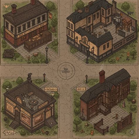 Victorian Dnd Map Of Intersection With Pub And Library Ai Art Generator