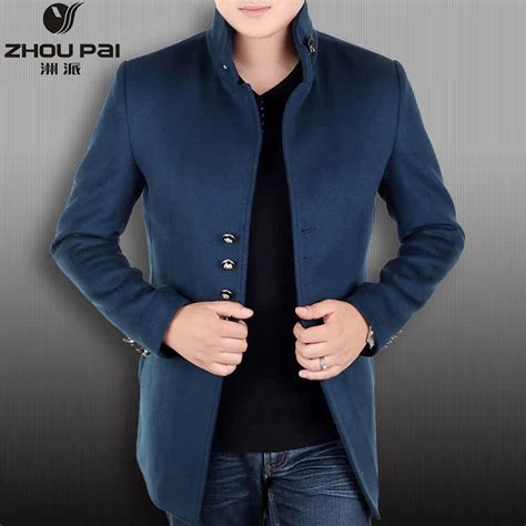 中年羊绒外套 品牌男装新款秋冬装 羊毛呢翻领外套 中长休闲风衣洲派旗舰店