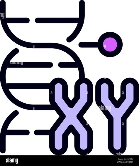 Xy Dna Gene Icon Outline Vector Genetic Lab Mutation Animal Xy Dna