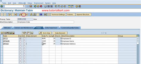 How To Create Database Table In Sap Abap