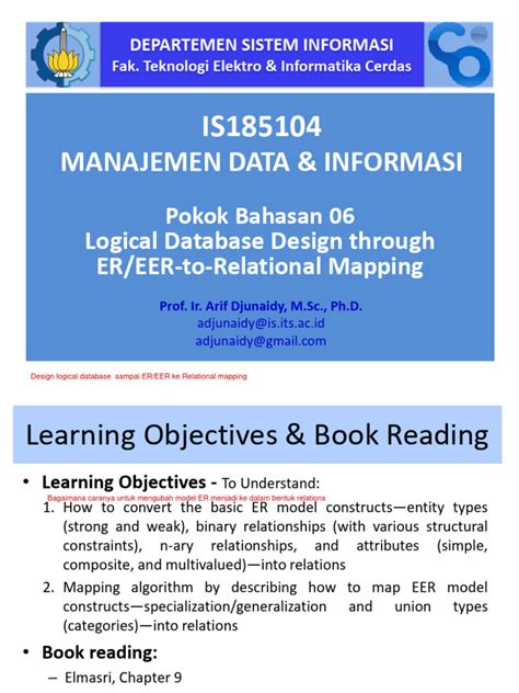 Pokok Bahasan 06 Er Eer To Relational Mapping 1 Pdf