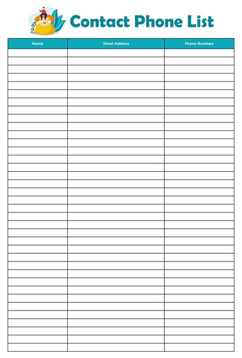 10 Best Phone Contact List Template Printable Pdf For Free Business