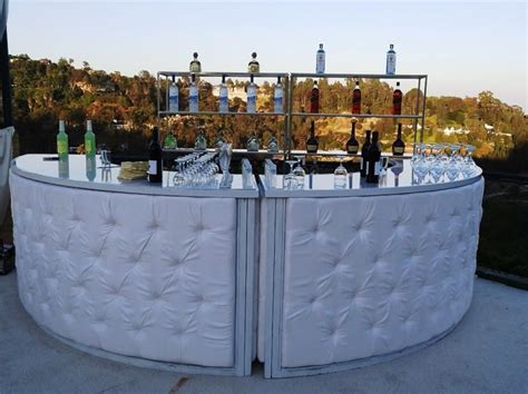 Los Angeles Premier Party Rental Company White Suede Tufted Bar