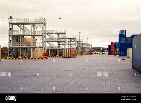 Stacked Freight Shipping Containers And Refrigerators Refrigerated