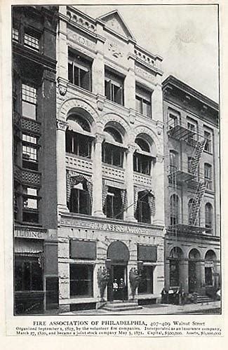 Vintage Philadelphia Exterior View Of The Fire Association Of Philadelphia Building 407 409