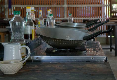 Empty Woks In A Cooking Class Stock Image Image Of Woks Thailand 65071157