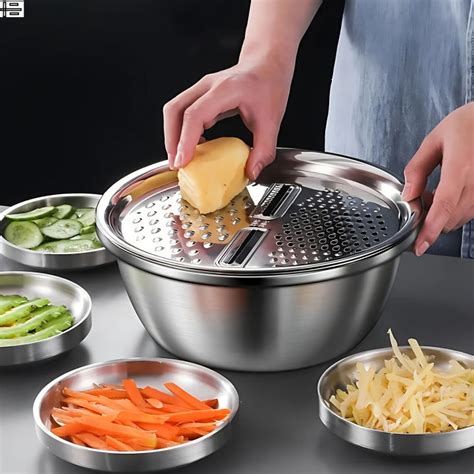 3 Piece Stainless Steel Multifunctional Strainer And Mixing Bowl For