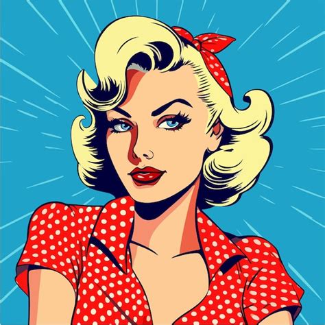 Premium Vector Op Art Pinup Girl Retro Color Style Comic Glamour