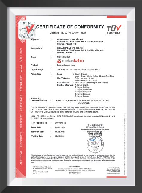 Lihch Fe180 Ph120 Cr1 C1 Fire Safe Cable En 60331 21 En 50200 Mekas