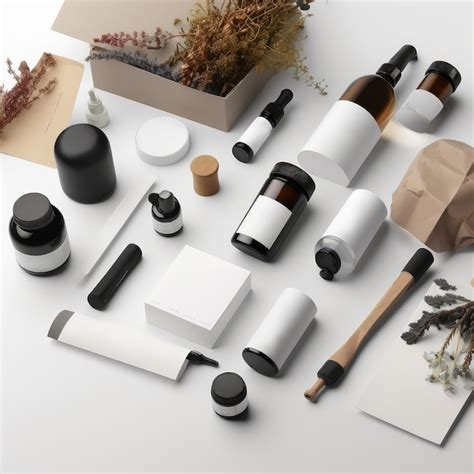 Premium Photo Neatly Arranged Blank Cosmetic Display Samples