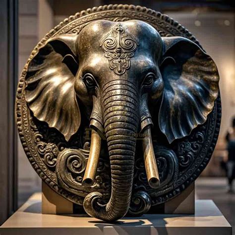 Large Bronze Elephant Head Wall Sculpture Dz 830