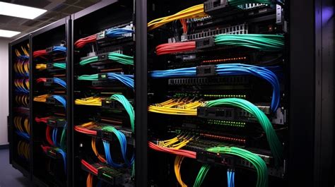 Patch Panel In Data Center Close Up Photo Premium Ai Generated Image