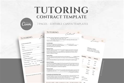 Editable Tutoring Contract Template Tutoring Service Agreement Professional Tutor Business