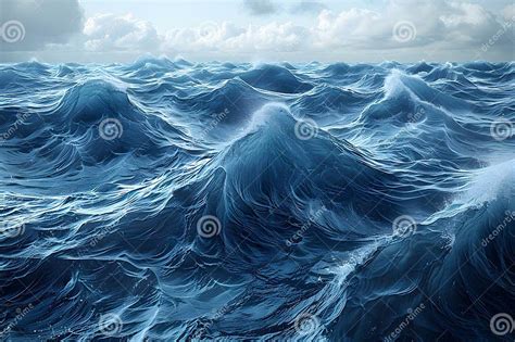 Deep Ocean Waves Under Cloudy Sky Nature Background For Design Card