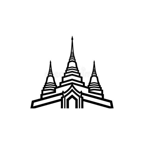 Vector Art Of Silhouette Of A Buddhist Temple With Three Pagodas Stock Vector Illustration Of