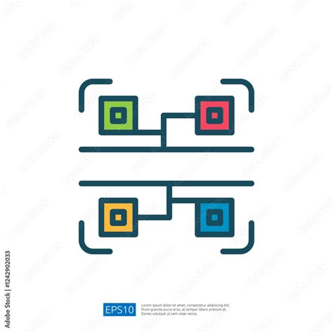 Abstract Colorful Data Analysis Structure With Connected Blocks And Nodes Representing Digital