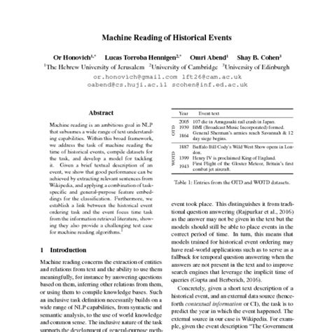Machine Reading Of Historical Events Acl Anthology