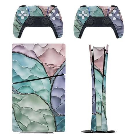 Pastel Glass Pattern Console Skin Bundle For Ps5 Pro Slim Disc