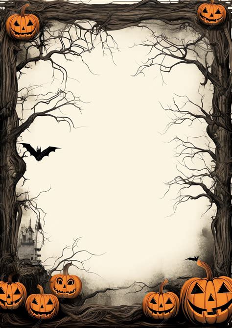 Premium Ai Image Creepy Halloween Frame Border